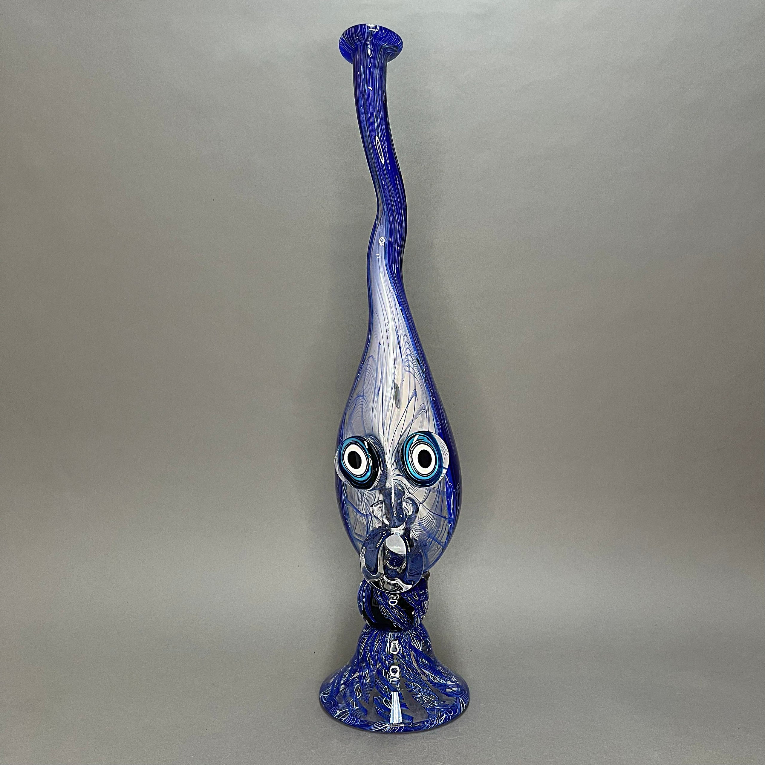 Twisted Blue - Face Vase | Decatur Glassblowing